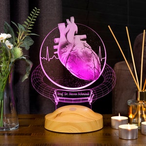Heart Surgeon Personalized 3D Lamp, Cardiologist Gift, Heart Specialist ...