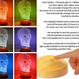 3D Skull Lamp, Skull Decor, Skull Night Light, Gift for Her, Boyfriend ...