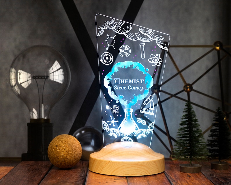 Personalized Chemist 3D LED Lamp, Science Gift, Gifts for Chemist ...