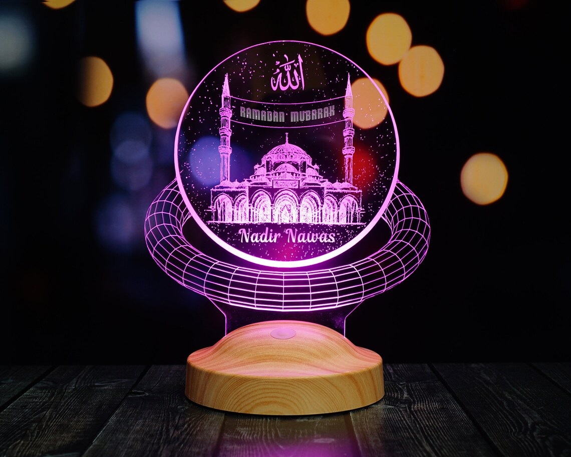 Ramadan Mubarak 3D Mosque Decor Lamp With Name, Ramdan Gift for Friends ...