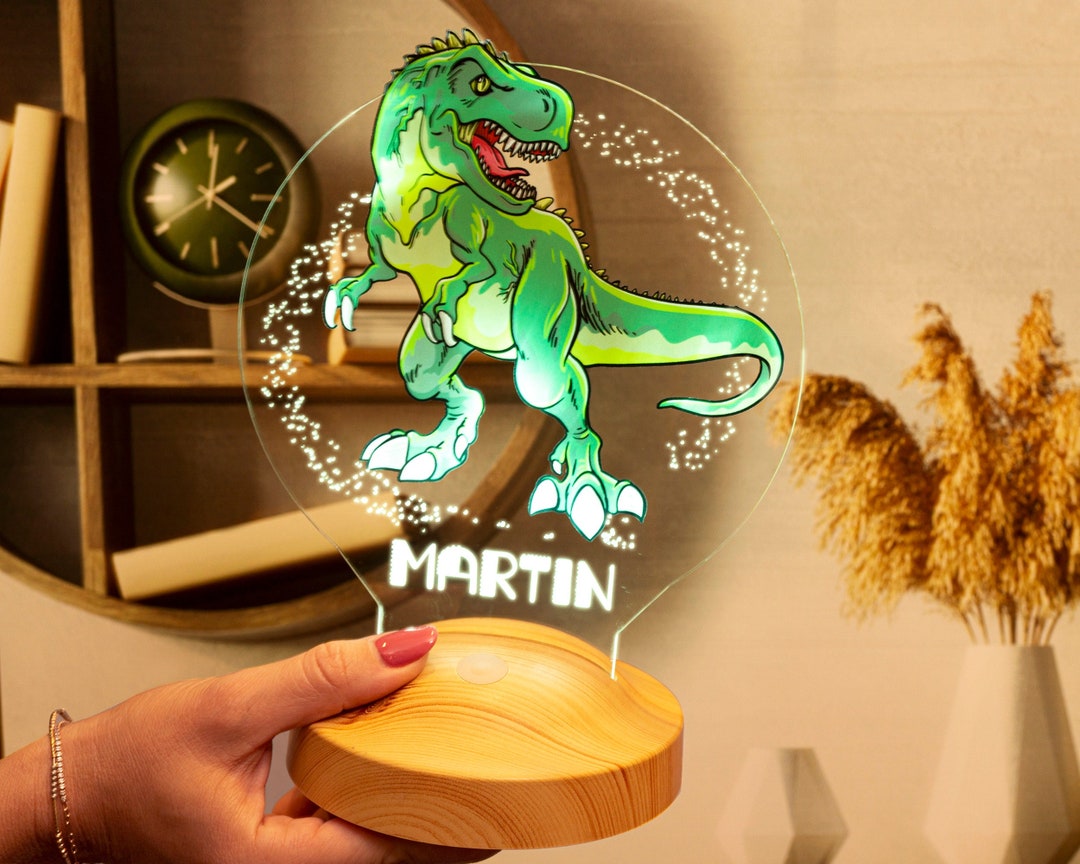 Personalized Dinosaur LED Sign, Gifts for Kids, T-rex Night Light for ...