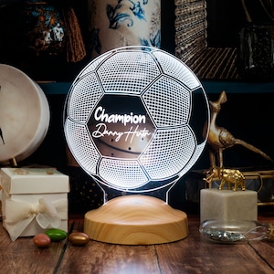 Personalized 3D Soccer LED Lamp, Football Gift, Customizable Soccer Fan ...