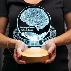 Hand Holding Brain Lamp, Personalized Gift for Neurologist ...