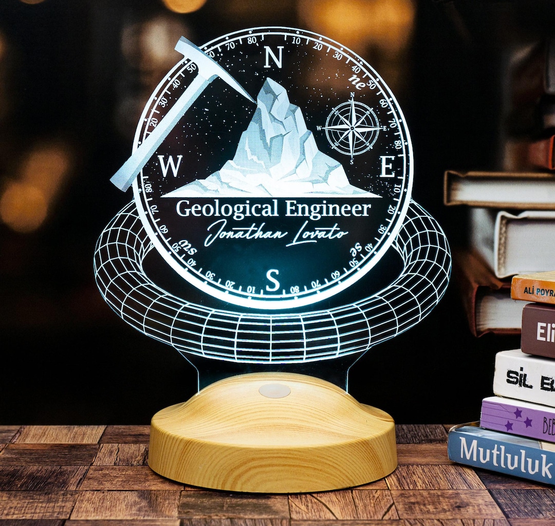 Geologist Gift Personalized 3D Lamp, Gift for Geological Engineer ...