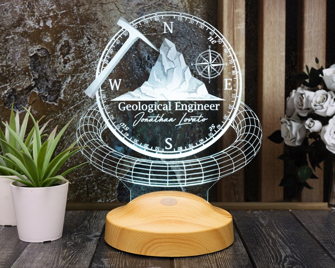 Geologist Gift Personalized 3D Lamp, Gift for Geological Engineer ...