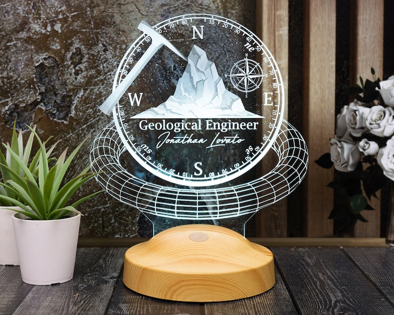 Geologist Gift Personalized 3D Lamp, Gift for Geological Engineer ...