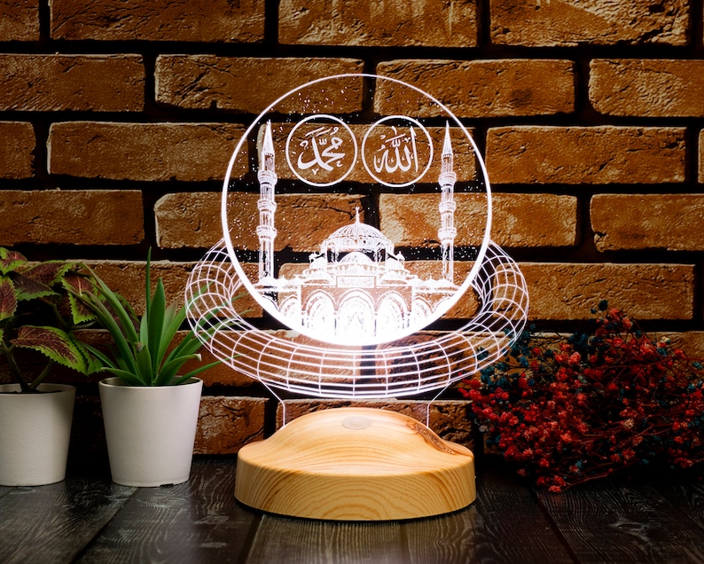RELIGIOUS NIGHT LIGHT, Islamic Lamp, Allah Muhammad Names 3D Led Lamp ...