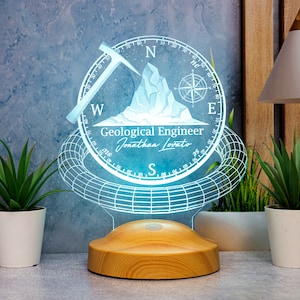 Geologist Gift Personalized 3D Lamp, Gift for Geological Engineer ...
