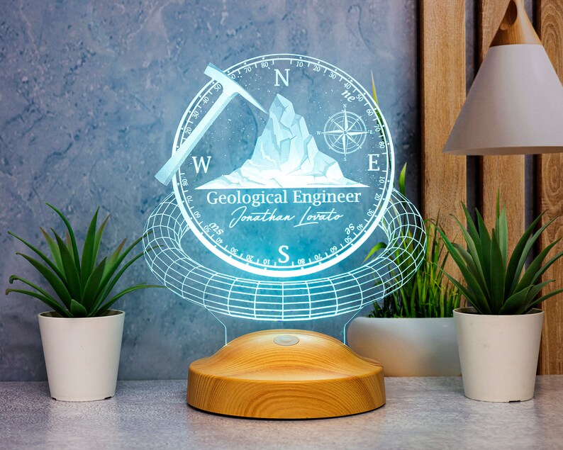 Geologist Gift Personalized 3D Lamp, Gift for Geological Engineer ...