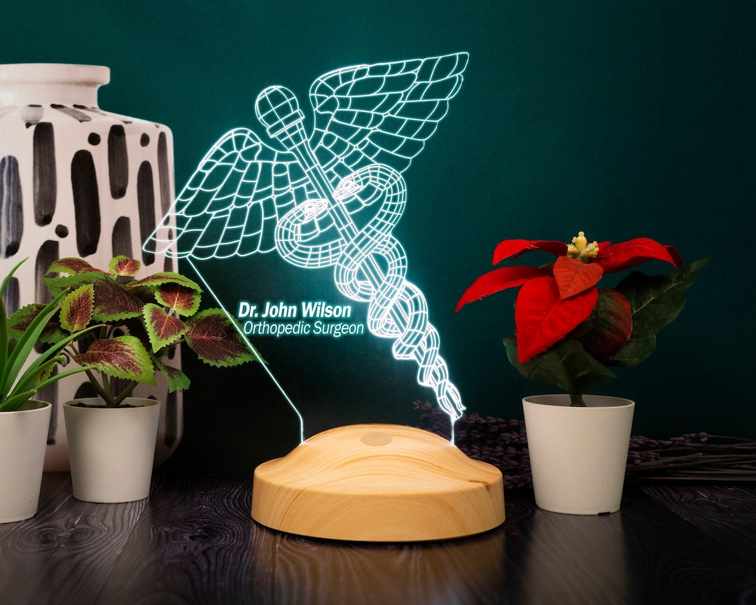 Medicine Symbol as a 3D Lamp, Gift for Doctor, Custom Thank You Gift ...