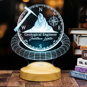 Geologist Gift Personalized 3D Lamp, Gift for Geological Engineer ...