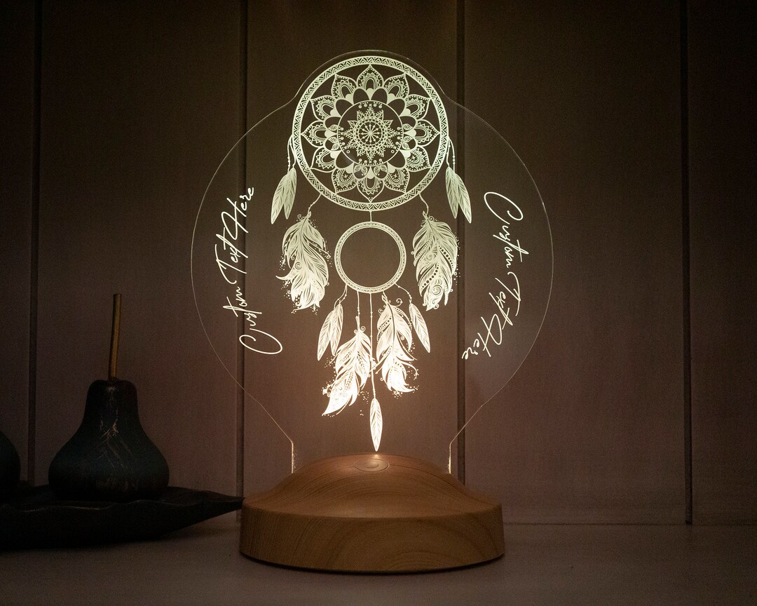 Dreamcatcher Night Light, Custom Made Gift, Personalized Bedside Led ...