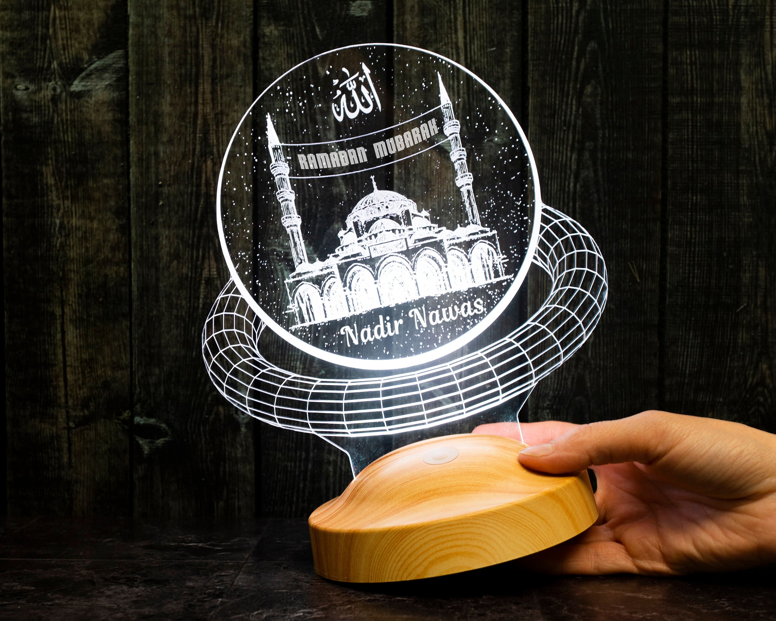 Ramadan Mubarak 3D Mosque Decor Lamp With Name, Ramdan Gift for Friends ...