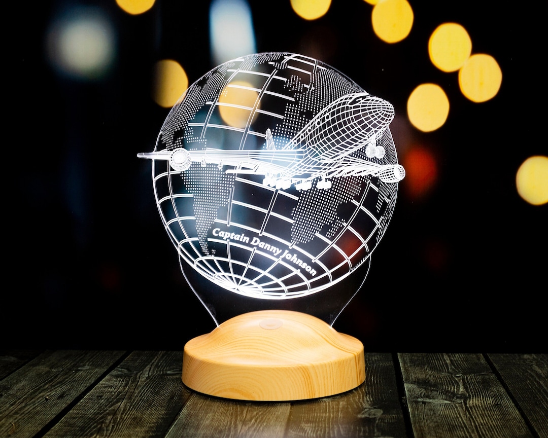 3D Passenger Airplane Globe Illusion Lamp, World Travelers Gift, Travel ...