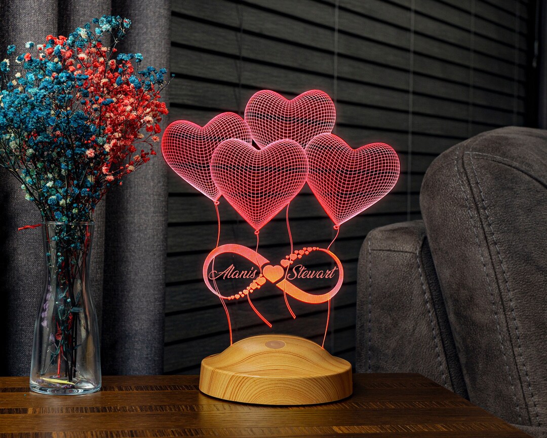 Personalized 3D Night Light, Custom Led Lamp Gift for Girlfriend ...