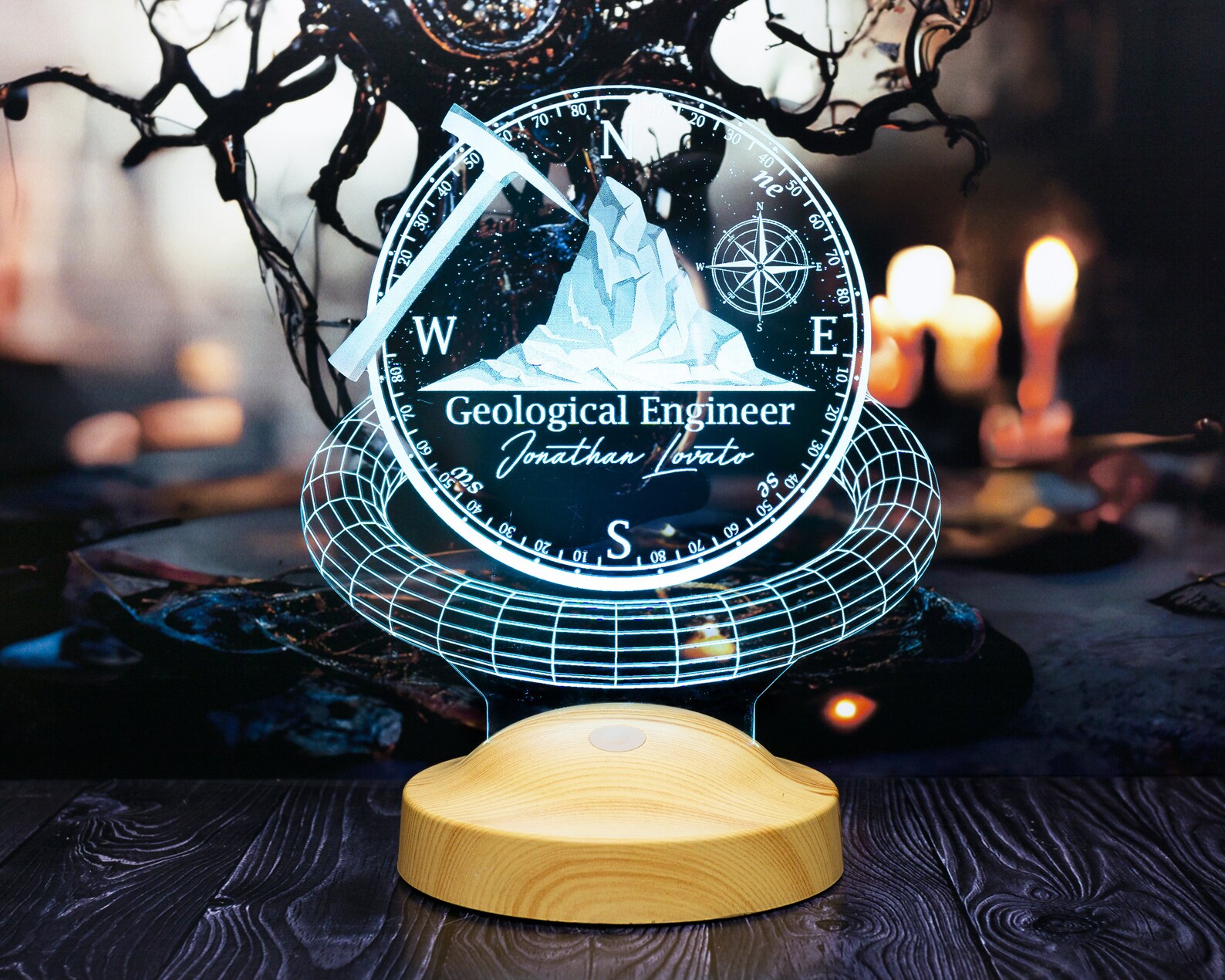 Geologist Gift Personalized 3D Lamp, Gift for Geological Engineer ...