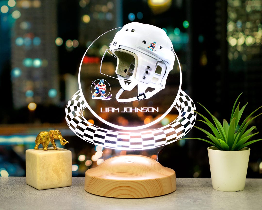 Personalized Hockey LED Night Light, Custom Ice Hockey Gift for Players ...