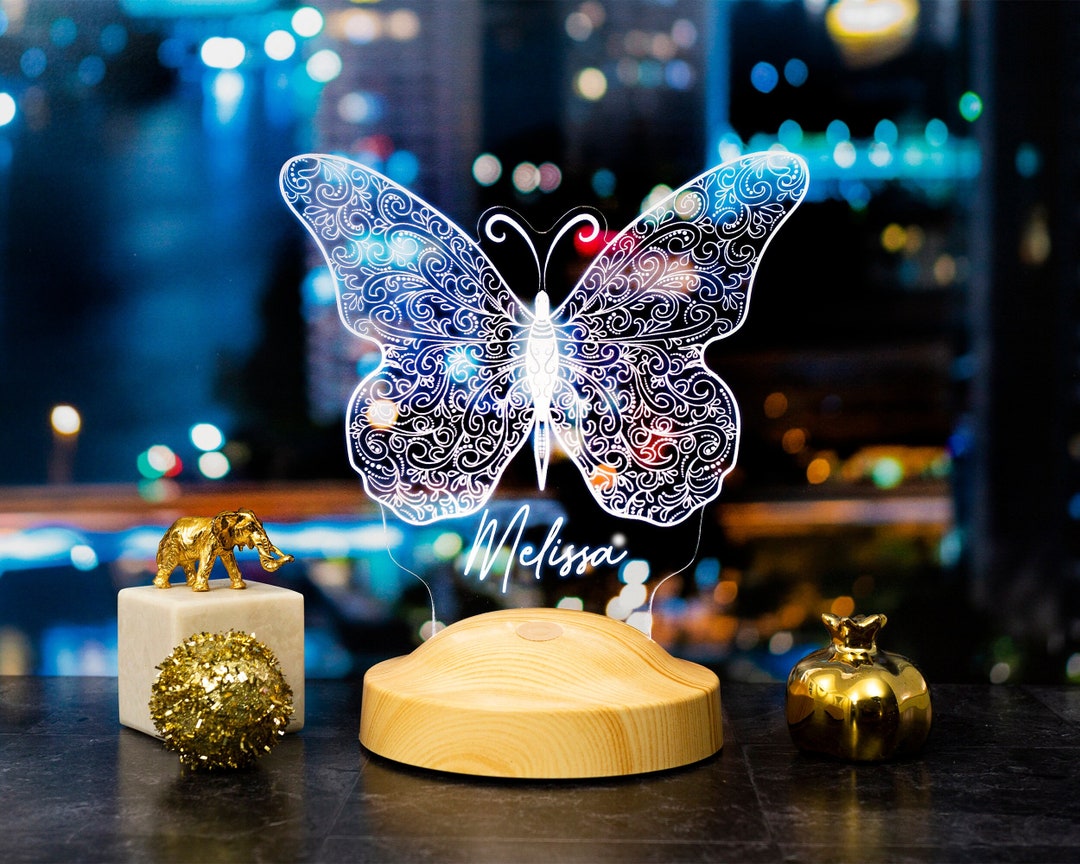 Butterfly Custom Night Light, Personalised Night Light With Name, Gift ...