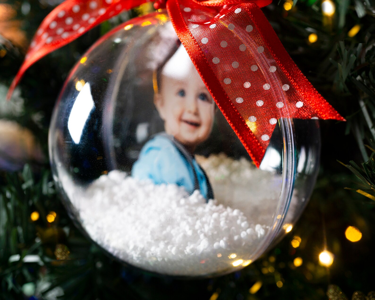 Baby's First Christmas Ball With Photo, Personalized Christmas Ornament ...
