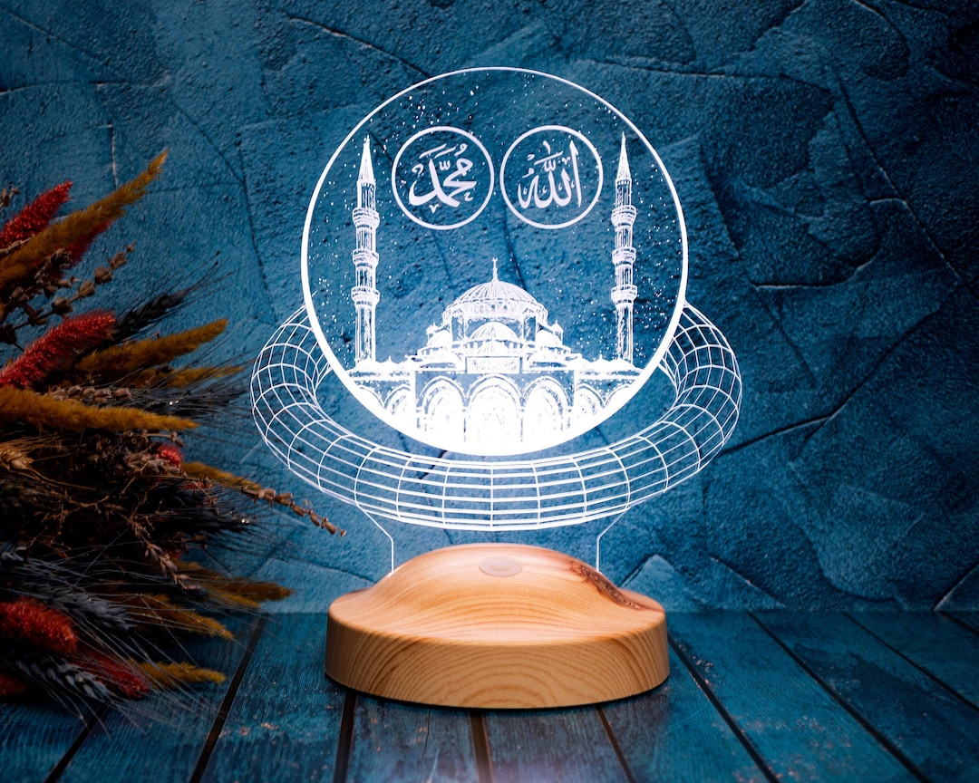 RELIGIOUS NIGHT LIGHT, Islamic Lamp, Allah Muhammad Names 3D Led Lamp ...