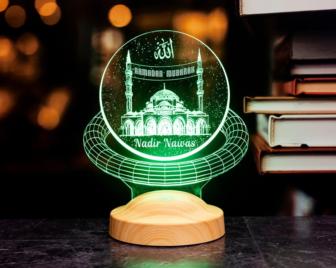 Ramadan Mubarak 3D Mosque Decor Lamp With Name, Ramdan Gift for Friends ...