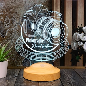 Photo Camera Acrylic Led Lamp as Photographer Gift, 3D Illusion Lamp ...