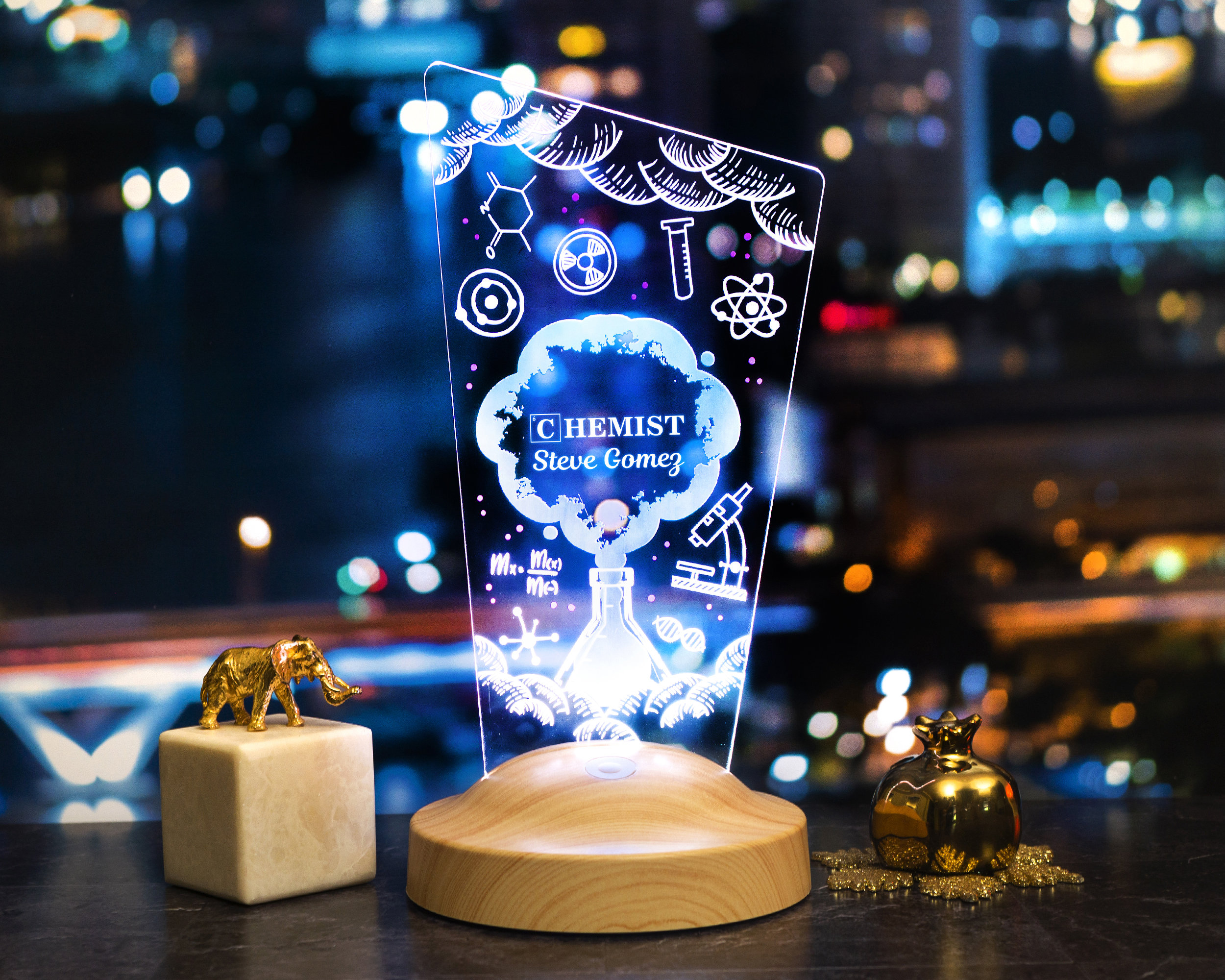 Personalized Chemist 3D LED Lamp, Science Gift, Gifts for Chemist ...