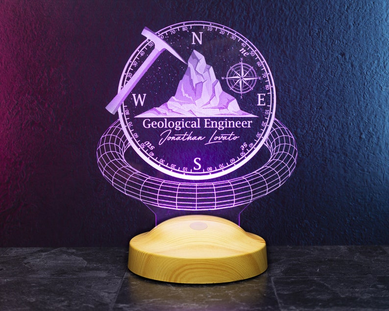 Geologist Gift Personalized 3D Lamp, Gift for Geological Engineer ...