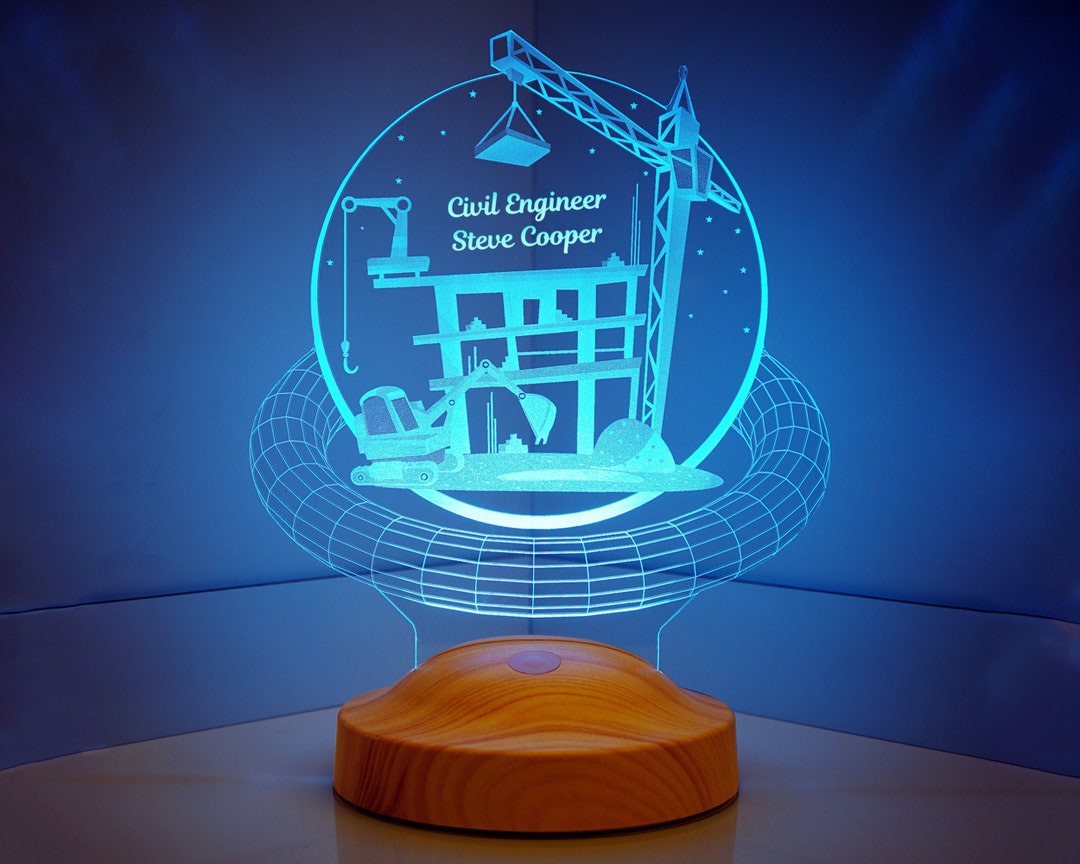 Civil Engineer Gift Personalized 3D Lamp, Gift for Engineers ...