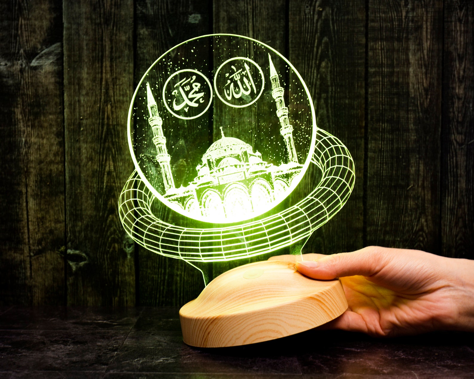 RELIGIOUS NIGHT LIGHT, Islamic Lamp, Allah Muhammad Names 3D Led Lamp ...