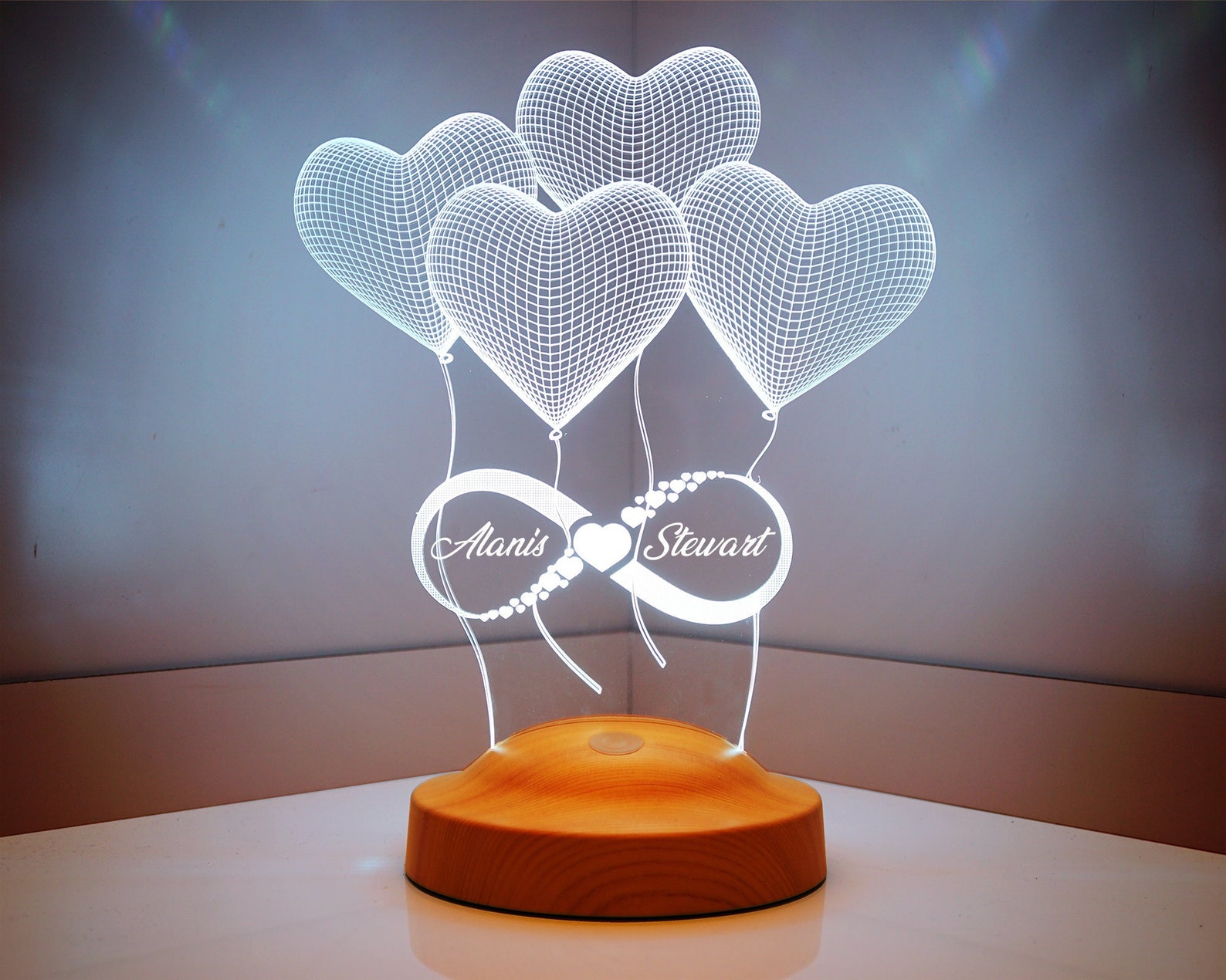Personalized 3D Illusion LED Lamp Anniversary Gift for Him or - Etsy