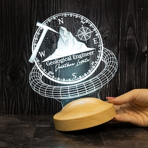 Geologist Gift Personalized 3D Lamp, Gift for Geological Engineer ...