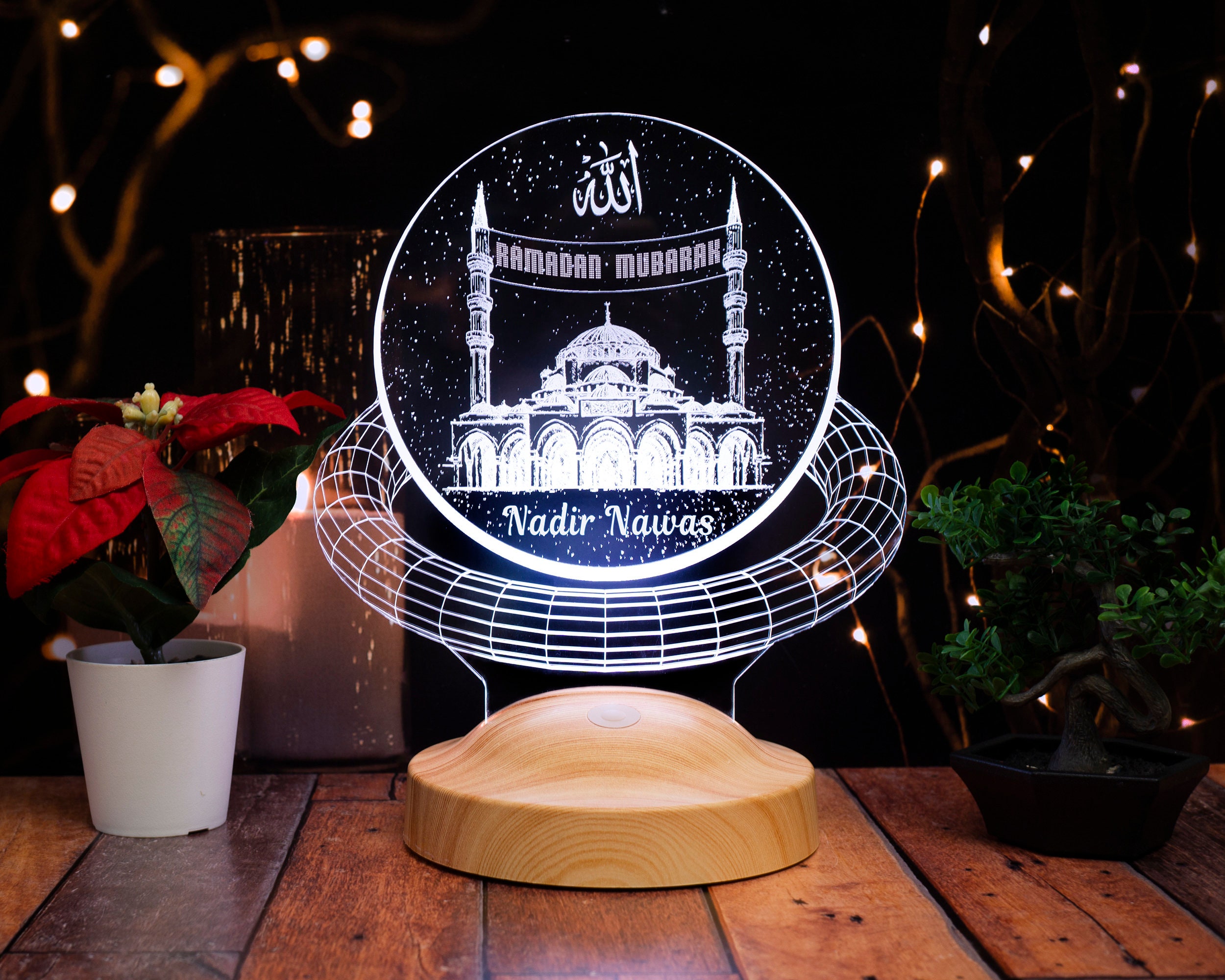 Ramadan Mubarak 3D Mosque Decor Lamp With Name, Ramdan Gift for Friends ...