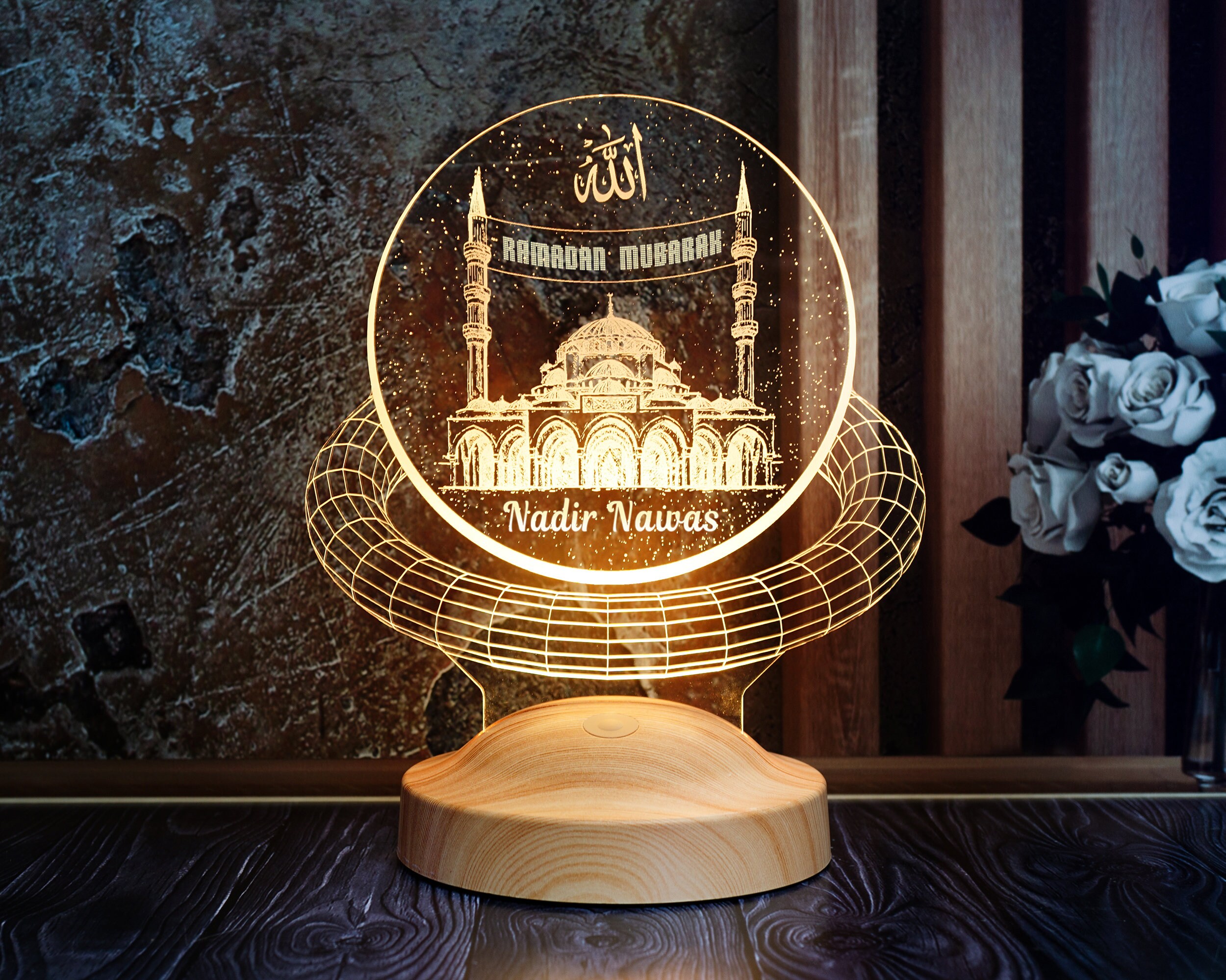 Ramadan Mubarak 3D Mosque Decor Lamp With Name, Ramdan Gift for Friends ...