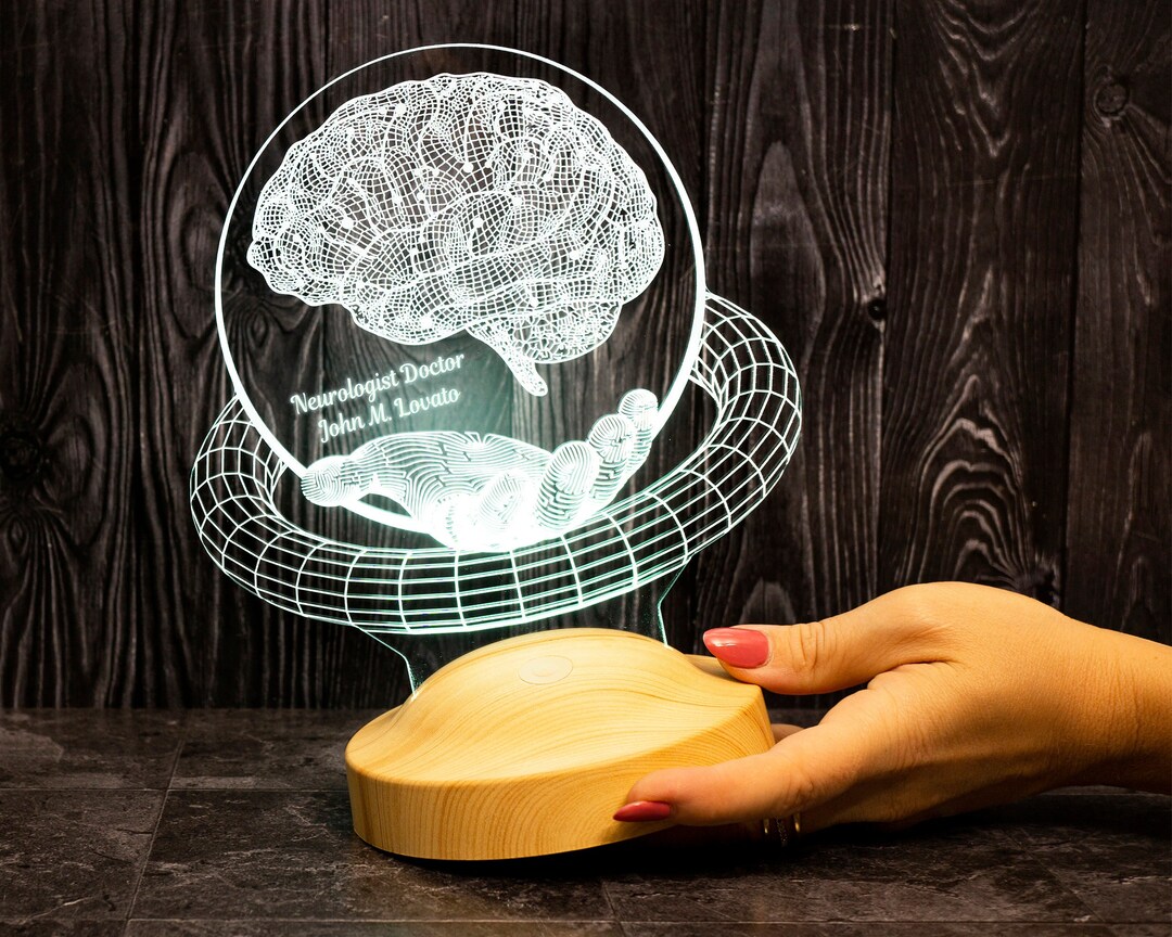 Hand Holding Brain Lamp, Personalized Gift for Neurologist ...