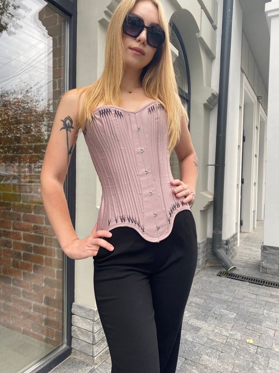 Overbust Edwardian Satin Corset With Busk Spoon, Tight Lacing Corset ...