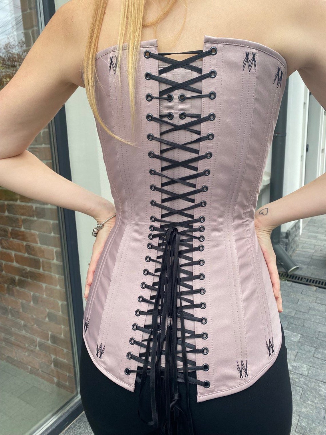 Overbust Edwardian Corset With Busk Spoon, Satin Tight Lacing Corset ...