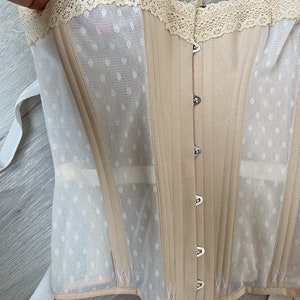 Midbust Victorian Era Corset With Fan Lacing and Busk, Historical Ivory ...