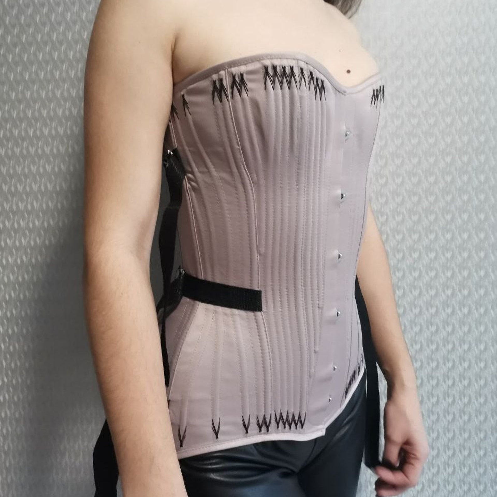 Satin Overbust Corset, Fan Lacing, Embroidered Renaissance Style - Etsy