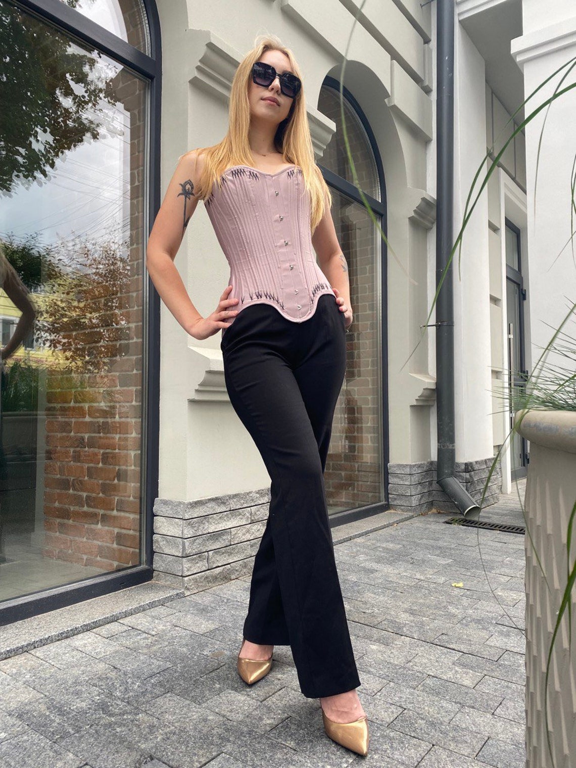 Overbust Edwardian Corset With Busk Spoon, Satin Tight Lacing Corset ...