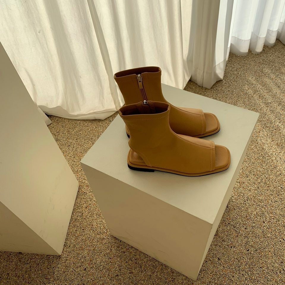 Open Toe Flat Sandal - Etsy