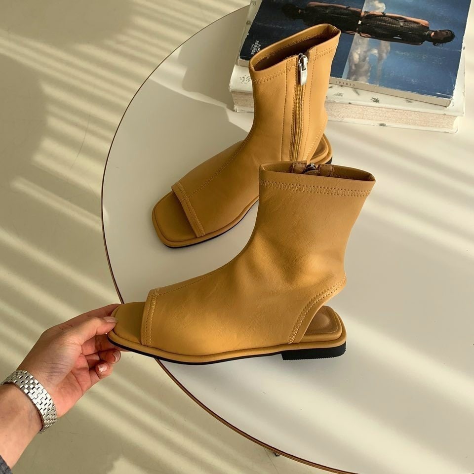 Open Toe Flat Sandal - Etsy