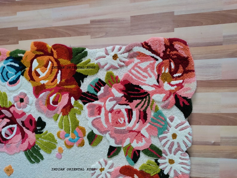 Hand Tufted Blossom Tufted Floral Rug Hand Tuft Bright Multi - Etsy