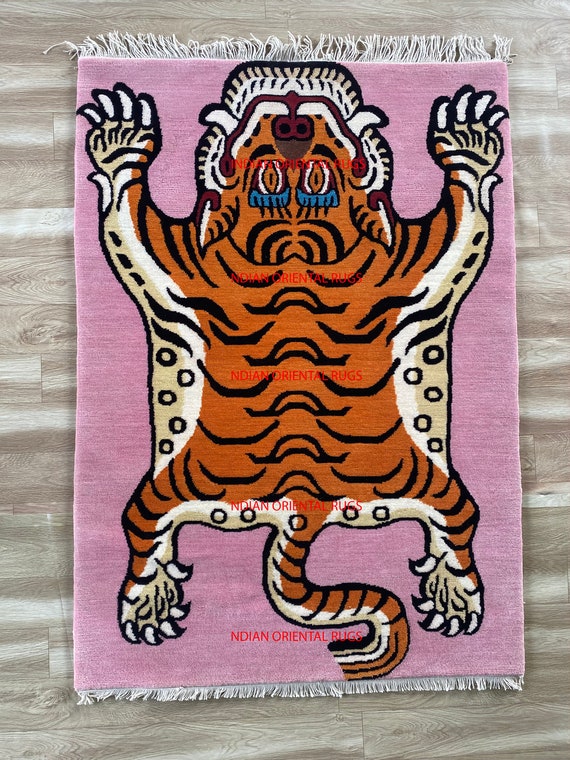 Tibetan Tiger Rug Made With 100% Newzealand Wool Pink and - Etsy
