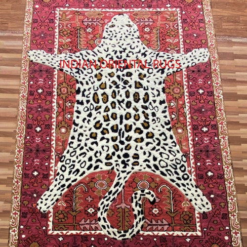 Designer Hand Tufted Handmade Leopard Rug Persian Style Purple - Etsy