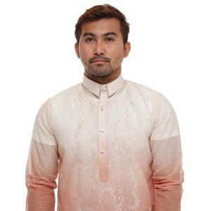 Mono Pink Ombre Barong Tagalog: Jusi Fabric, Filipino Formal Wear - Etsy