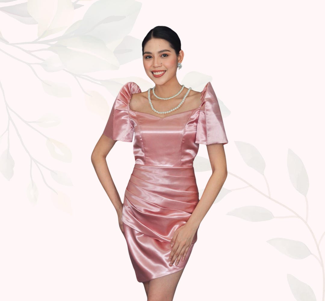 Elegant Pink Filipiniana Mestiza Duchess Dress - Sera - JB608 - Etsy