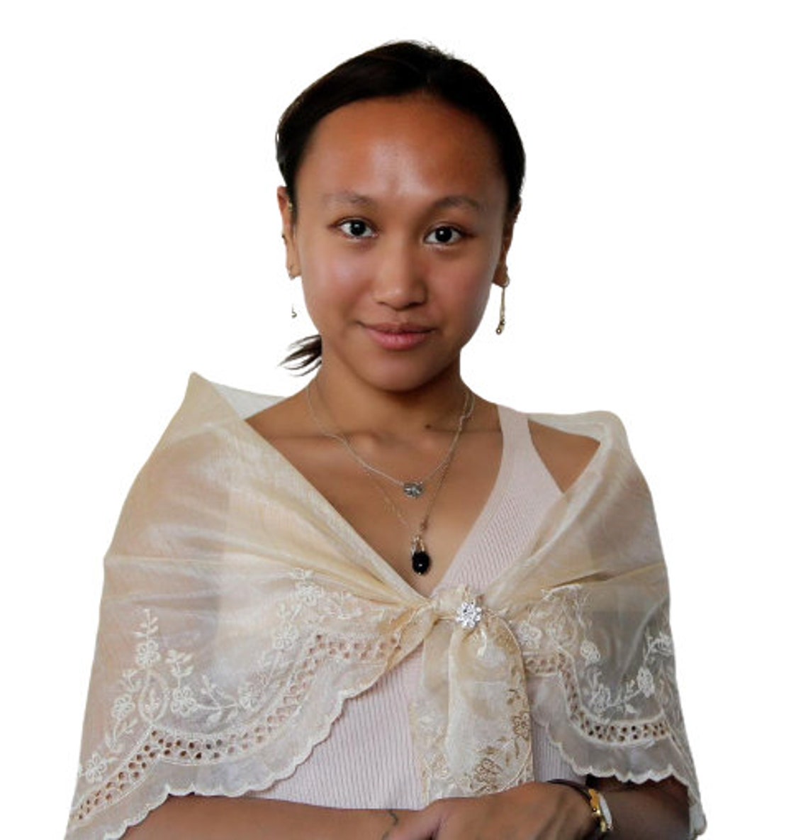 Filipiniana Alampay Wrap Beige With FREE Brooch Philippine | Etsy