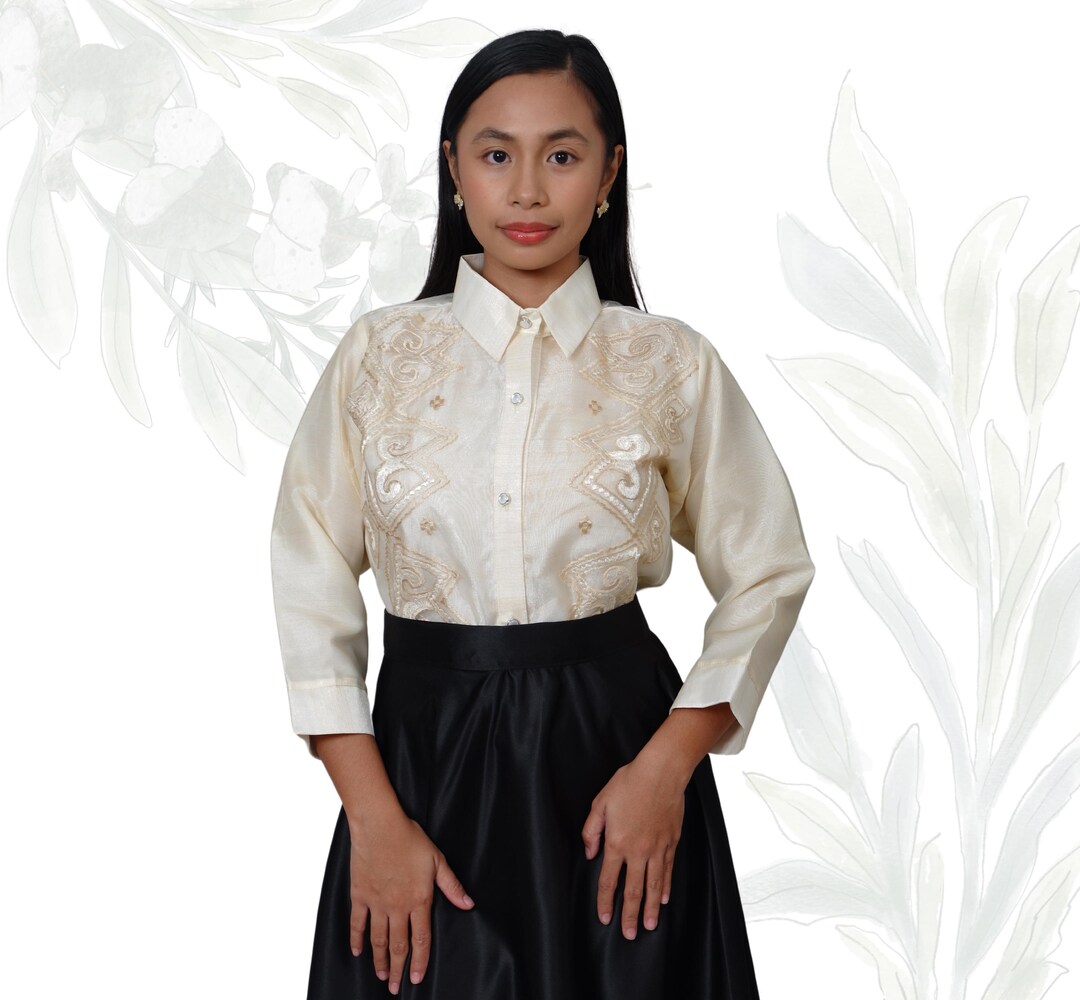 Organza Filipiniana Barong Tagalog Blouse - Emery - JK01 - Etsy UK