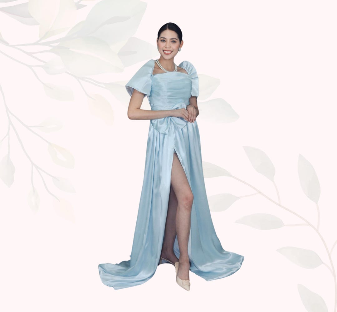 Filipiniana Silver Gray Duchess Dress Gown - Vamola - JB610 - Etsy